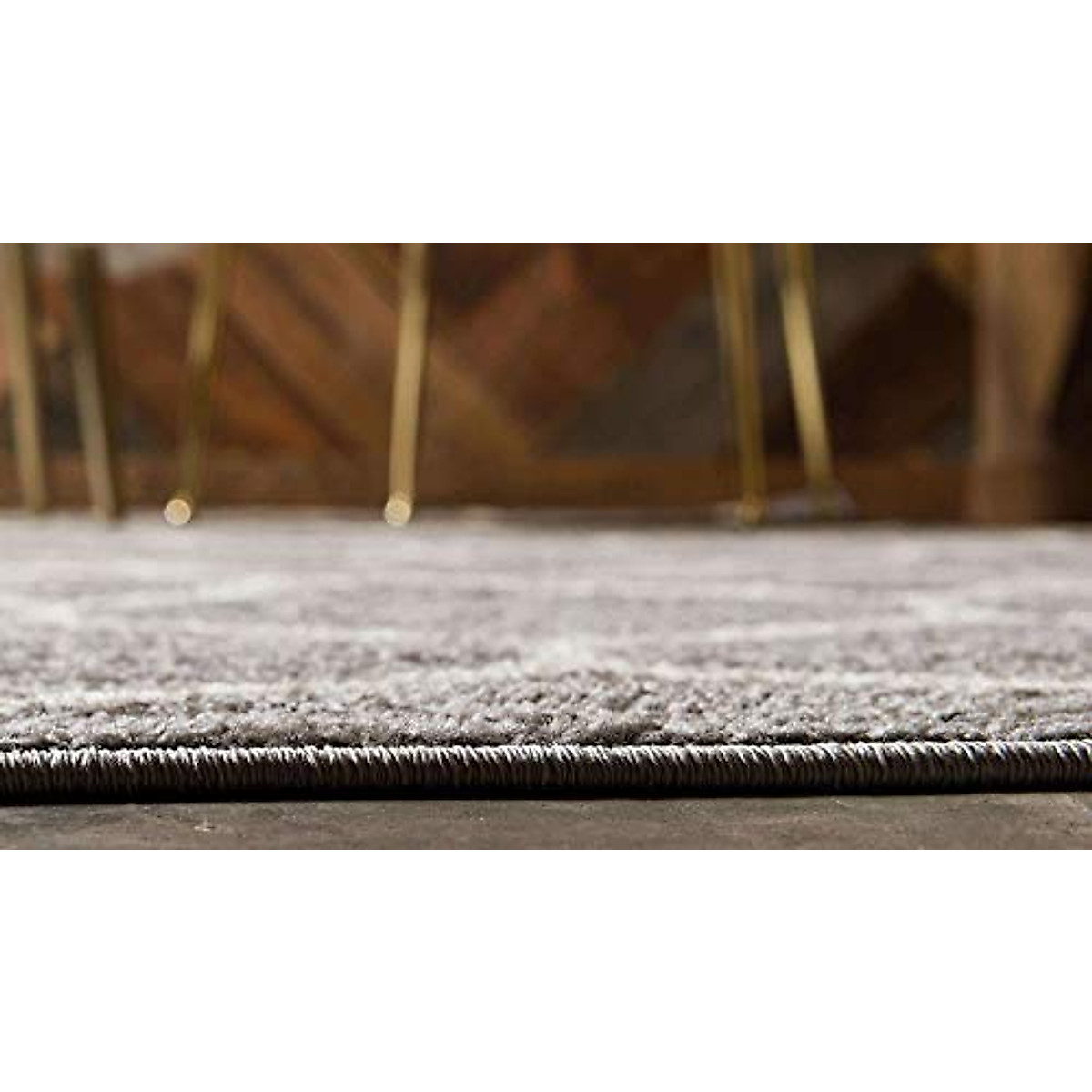 Unique Loom Trellis Frieze Collection Area Rug - Rounded (7' Round, Light Gray/ Ivory)