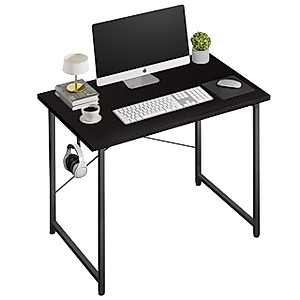 YSSOA Small Space Writing Desk with Headphone Hooks, Modern Simple Design, Suitable for Study, Home Office and Children's Room