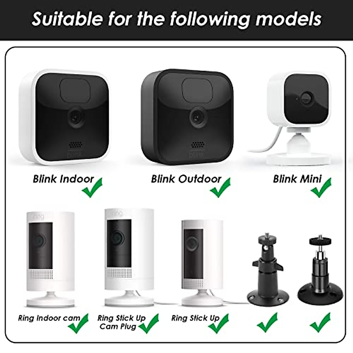 No-Drill Blink Mini Camera Wall Mount Bracket 3-Pack，Compatible Blink Mini Camera/Blink Indoor/Blink Outdoor/Ring Indoor, Highly Adhesive 3M VHB Tape No Tools Required Quick Paste Installation,White