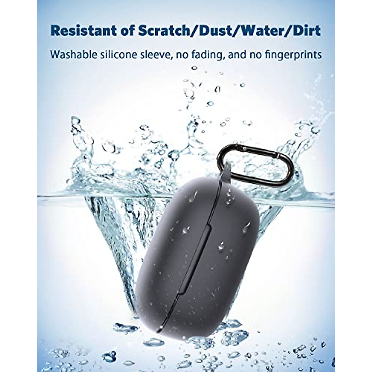 【EarFun Official】 Protective Case Cover for EarFun Air Pro 3, Soft Silicone Protective Case with Keychain, Shock-Proof Silicone Skin Full Protective Cover, Supports Wireless Charging, Black