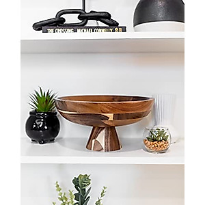 MOXY BARE Wooden Fruit Bowl for Kitchen Counter | Wood Bowl for Décor | Decorative Pedestal Bowl for Dinning Table Centerpiece | Wood Bowl for Coffee Table & Holiday Décor | Acacia Wood