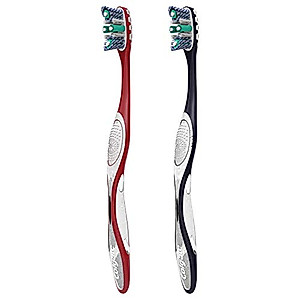 Colgate 360 Optic White Advanced Toothbrush, Medium Toothbrush for Adults,2 Count (Pack of 1)