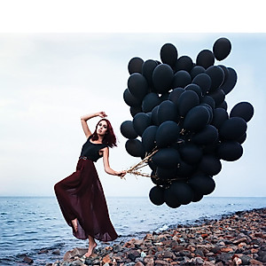 Black Latex Balloons 100 Pack 12 Inch Black Round Helium Balloons Party Balloons for Birthday Black Themed Wedding Graduation New Year Backdrop Decorations