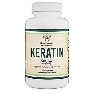 Keratin Hair Growth Vitamin (500mg per Serving, 120 Pills) Keratin Hair Treatment for Men and Women (Vital Protein for Hair, Skin, and Nails) Vitaminas para El Cabello, Vegan Safe by Double Wood