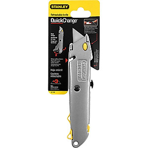 Stanley 10-499 Quick-Change Utility Knife with Retractable Blade and Twine Cutter, Silver