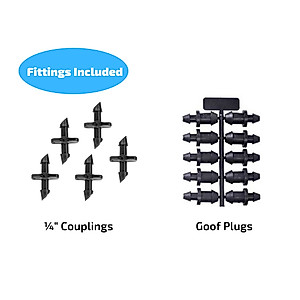 Habitech 1/4" Irrigation Dripline Tubing (100 Ft Roll) - 6" Emitter Spacing - 1/4" Drip Irrigation Fittings Included