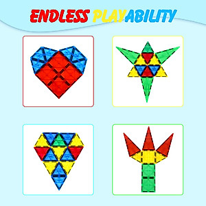 Gemmicc Magnetic Tiles, Magnet Toys Building Blocks for Kids, STEM Approved Educational Toys, Magnet Puzzles Stacking Blocks for Boys Girls,55 PCS Starter Set