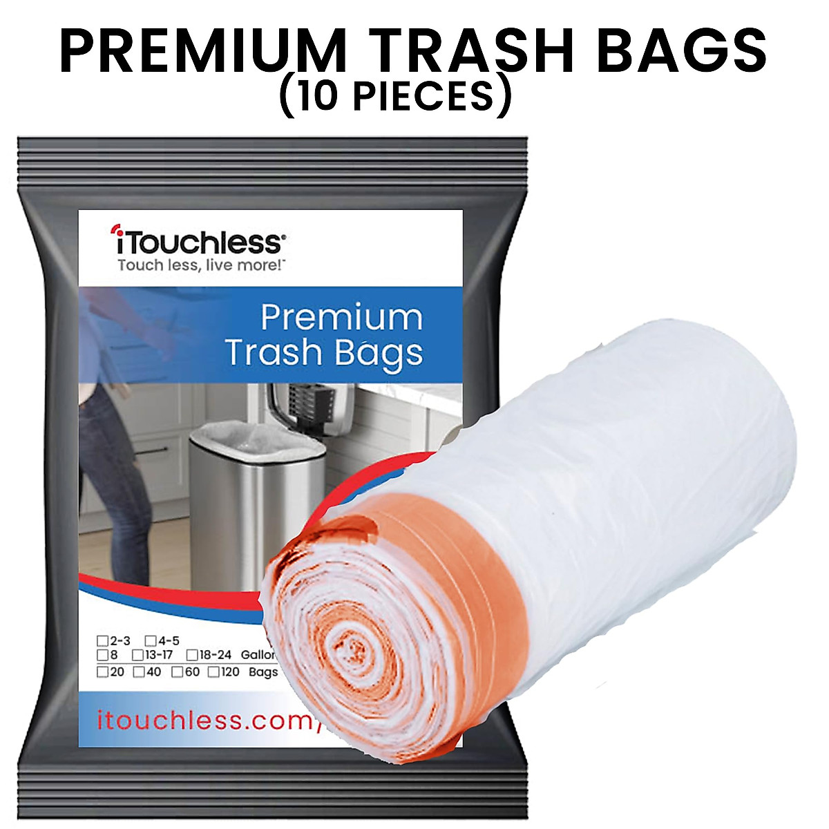 iTouchless 13 Gallon Automatic Trash Can with 10 Trash Bags, Stainless Steel, Big Lid Opening Touchless Sensor Kitchen Garbage Bin