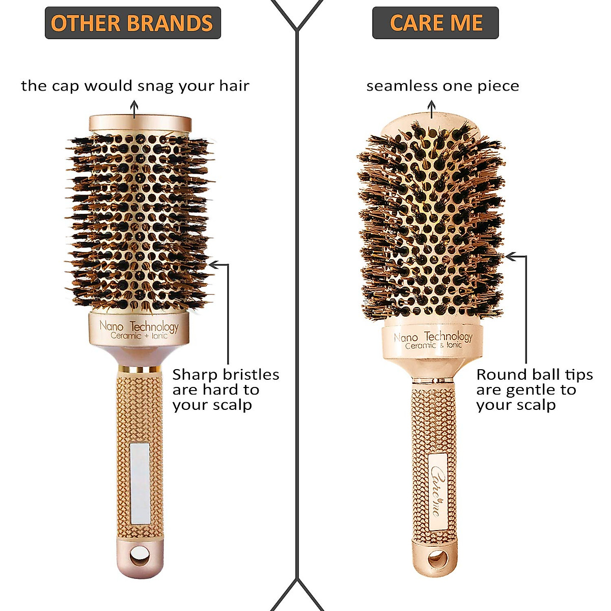 Salon Boar Blow-Dry Round Brush for Straightening, Styling, Curling Shoulder-Length Hair, Medium Ceramic Vented Roller (1.7" Barrel, 2.8" with Bristles)
