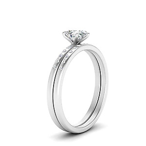 55Carat Scattered Bezel Wedding Ring Sets Sterling Silver Created Cubic Zircon Pear Shape White Color Wedding Ring Sets Bezel Setting in Size 10 Minimal Surprise Gifts for Ladies