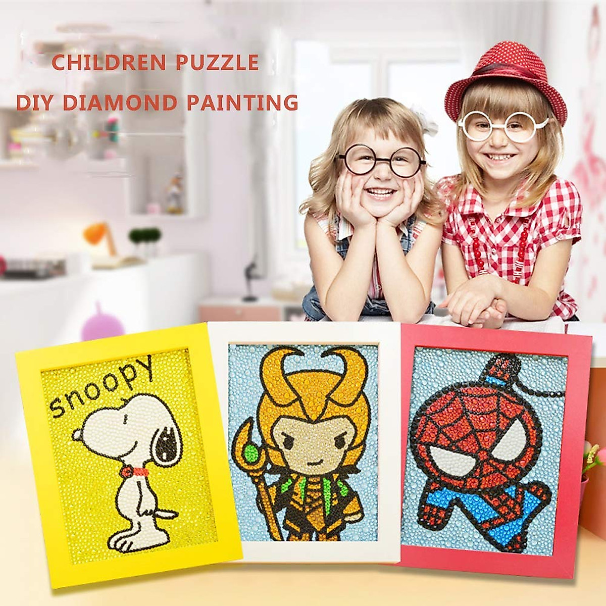 MYSNKU DIY Diamond Painting for Kids Full Drill Painting by Number Kits Arts Crafts Shimmer and Shine Sparkle Mosaics Sticker for Home Wall Decor Gifts for Christmas Birthday (Spiderman)