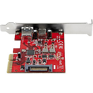 StarTech.com 2-Port 10Gbps USB-A & USB-C PCIe Card - USB 3.1 Gen 2 PCI Express Type C/A Host Controller Card Adapter - USB 3.2 Gen 2x1 PCIe Expansion Add-On Card - Windows, macOS, Linux (PEXUSB311AC3)