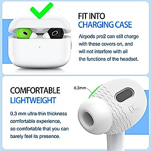 5 Pairs for AirPods Pro 2 Ear Tips Covers [Fit in The Charging Case] TOLUOHU Silicone Anti-Slip Ear Tips Covers Compatible with Apple AirPods Pro 2nd Generation 2022 [5 Color]