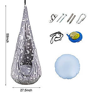 Kids Pod Swing Seat, Sensory Swing Chair with PVC Inflatable Cushion, Hanging Hammock Chair for Indoor and Outdoor Use