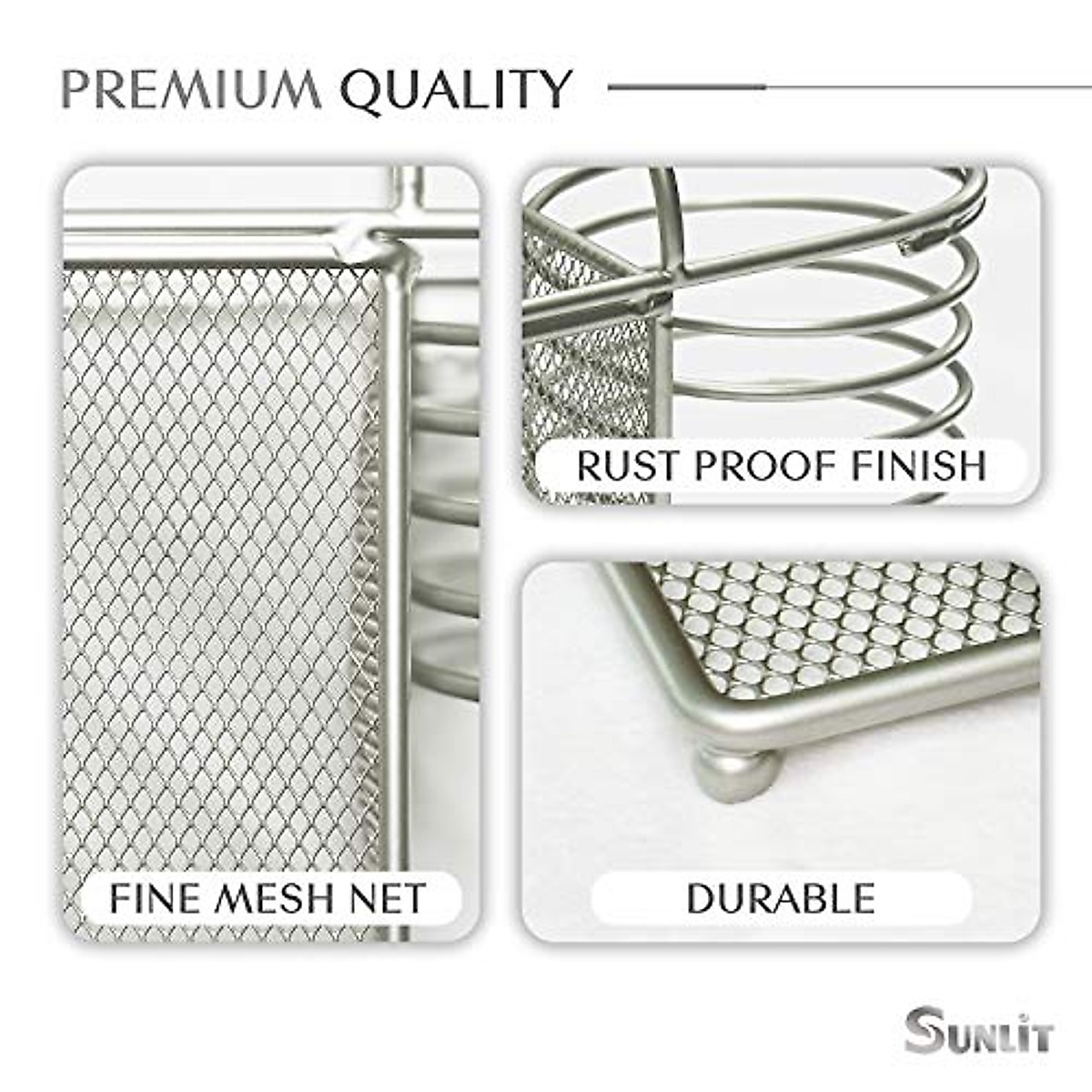 Sunlit 3 in 1 Wall Mount/Countertop/Over Cabinet Door Metal Wire Hair Product & Styling Tool Organizer Storage Basket Holder for Hair Dryer, Brushes, Flat Iron, Curling Wand, Hair Straightener