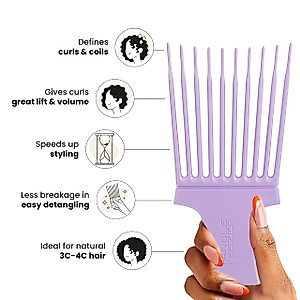 Tangle Teezer | The Hair Pick for Curly Hair | Adds Lift, Volume, Preserves Curl, Reduces Frizz | Lilac