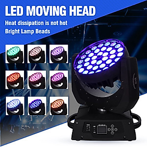 Samger 2 Pack 360W 16CH RGBW Moving Head Light DMX512 Adjustable Pan and Tilt LED Moving Head Spot Light DJ Light Rotating Stage Effect Lamp for Ceremony Club Party Disco Music Shows