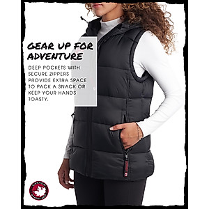 CANADA WEATHER GEAR Women’s Vest - Quilted Puffer Vest - Outerwear Sleeveless Jacket, S-XL, Size Medium, Black