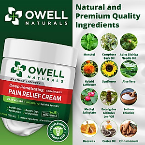 OWELL NATURALS Arthritis Pain Relief Cream - 14oz - Maximum Strength All Natural Discomfort Reliever for Joint, Muscle, Knee, Back, Neuropathy - 11 Powerful Ingredients