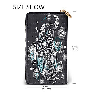 Zonking Leather Girl Zipper Wallets Elephant Clutch Coin Card Phone Purse for Women