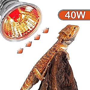 OIIBO Mini Reptile Heat Lamp, 40W Infrared Heat Spot Lamps with 4 Inch Deep Dome Reptile Light Fixture, Red Heat Light for Bearded Dragon Snake Reptiles Amphibians Small Animals