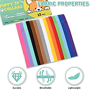 GAMUDA 15 Newborn Puppy Collars – 6 Record Keeping Charts – Super Soft Nylon Whelping Puppy Collars - Adjustable Litter Collars for Pups – Assorted Colors & Identification Collars