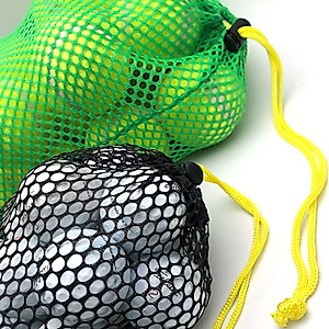 JKL Sports Mesh Bags,Durable Drawstring Bags,Multi-purpose Storage Nets-bags for travel & golf balls, Large & Small Combination Net Bags Golf accessories (Green & Black drawstring pockets)