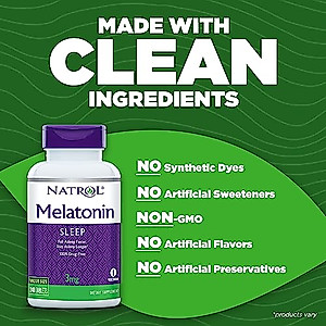 Natrol Melatonin Tablets, Helps You Fall Asleep Faster, Stay Asleep Longer, Strengthen Immune System, 100% Vegetarian, 3mg, 240 Count