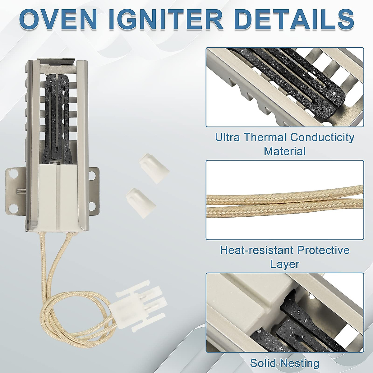 Flat Igniters 5303935066 Gas Range Oven Igniter Replacement for Electrolux Frigidare Kenmore Gibson Tappan WB2X9998 Norton-501A AP2150412 PS470129 WCI-5303935066 41-204 IGN-4 IGN-5 IGN-8 5303937521