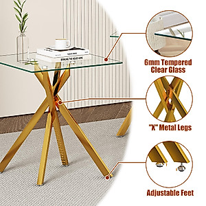 IANIYA Modern Glass End Tables Set of 2 - Stylish and Durable for Any Space (End Table x2, Gold)