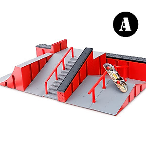 Finger Skateboard Ramp Set, MOMSIV 3PCS Combined Mini Desktop Finger Skate Park Kit with Kickers Stair and Handrails Parts for Ultimate Finger Tech Training Props Cake Decor Interactive Game - Style A