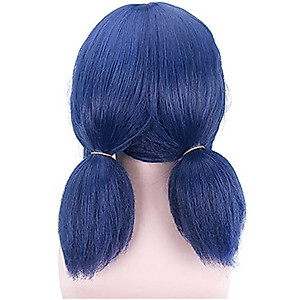 Dailyacc Wig for Girls Costume Dress Up Christmas Cosplay Blue Hair with Tails Gifts…