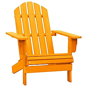 Tidyard Patio Adirondack Chair Solid Fir Wood Orange Outdoor Fire Pit Chair Wooden Garden Armchair for Porch Pool Lawn Deck Backyard Balcony Outdoor