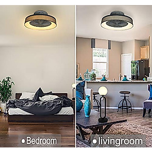 Anresun Ceiling Lamp Modern LED Semi Flush Mount Light Fandelier Adjustable Wind Speed Remote Control Dimmable 3 Files Fan Chandelier Modern Bedroom Living Room (Grey)