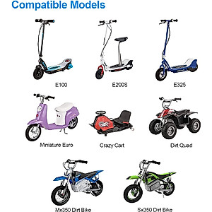 Fast Charging Scooter Battery Charger Standard 3-Prong Inline for Razor E100 E125 E150 E200S E175 E300 E500 MX350, Pocket Mod, Sports Mod and Dirt Quad, Charger Power Supply Cord
