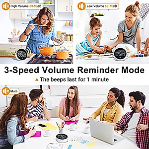HOOMIL Timer, [Easy to use][Easy to Read] Kitchen Timer, Magnetic Digital Visual Timer, with Mute/Loud Alarm Switch Classroom Timer for Cooking, Baking, Sports, Games, Office - White