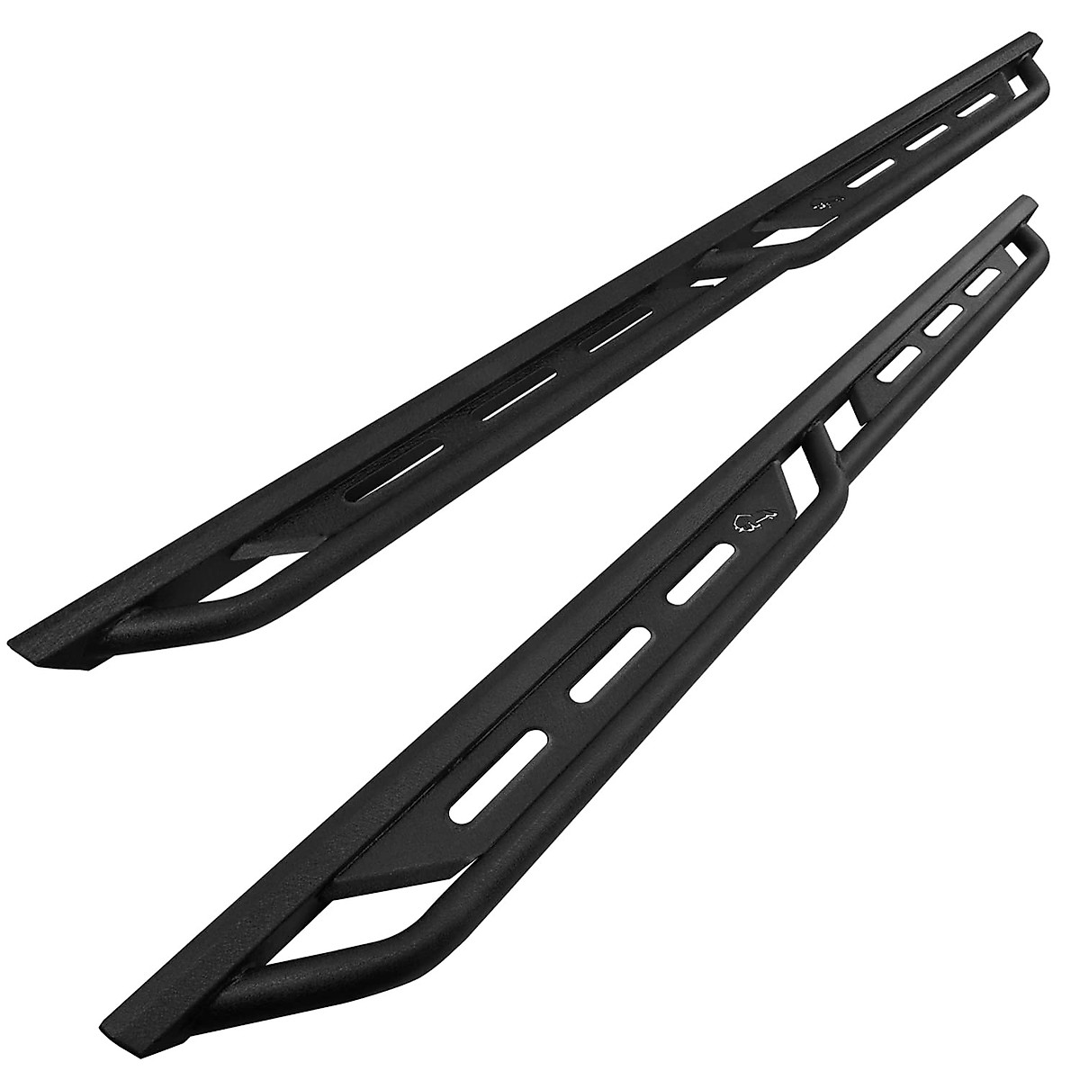 IRONBISON Running Boards Fit 2007-2018 Chevy Silverado/GMC Sierra 1500 | 2007-2019 Silverado/Sierra 2500/3500 Crew Cab Heavy Duty Side Steps Steel Nerf Bars Step Rails Heavy Texture Black 2pcs