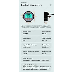 AiLi Voltmeter Ammeter Voltage Current Meter Voltmeter Ammeter 100V 350A Caravan RV Motorhome 999 AH