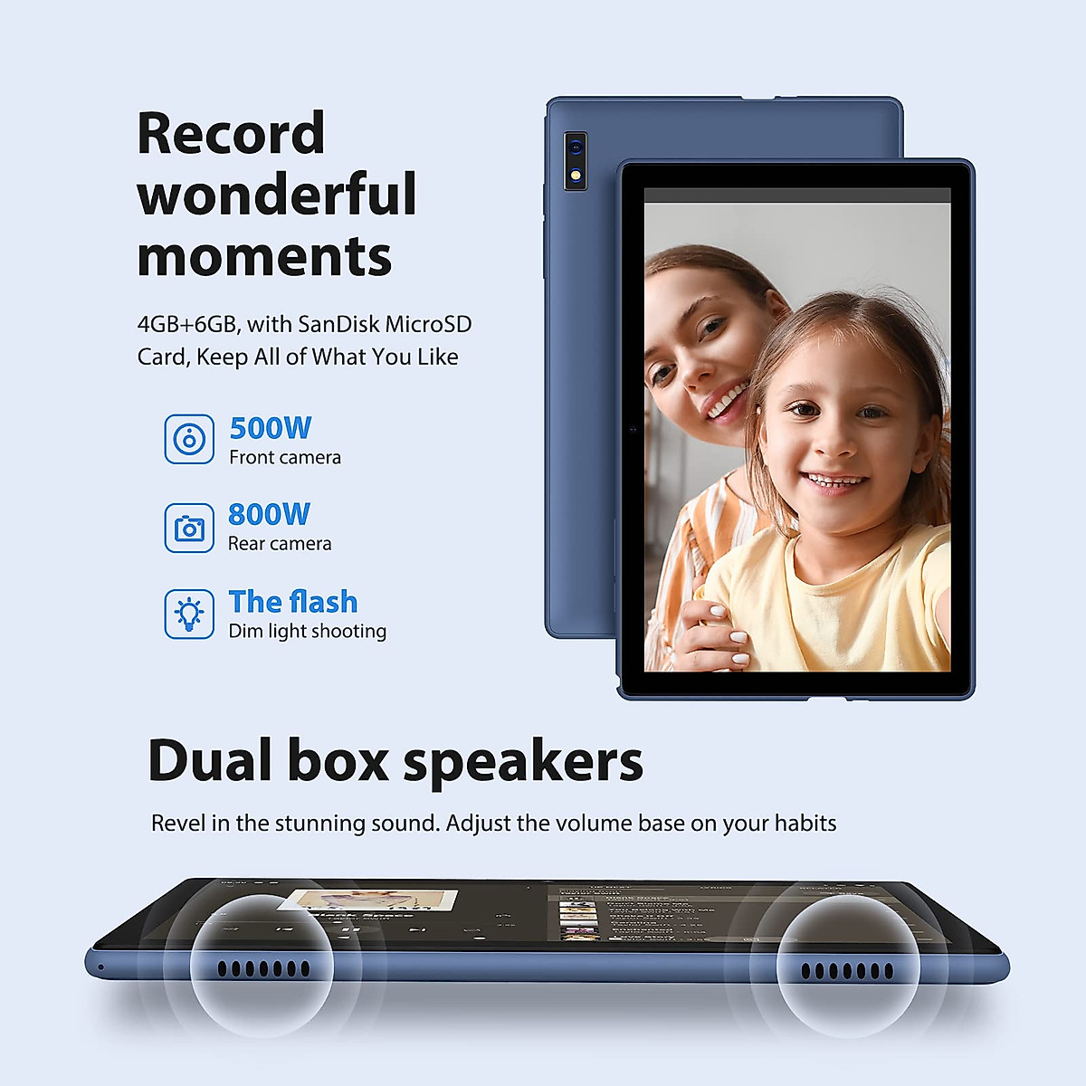 YOTOPT Android 12 Tablet, 10 inch Tablets 4GB RAM, 64GB ROM 1TB Expand, Android Tablet IPS HD Touch Screen, Dual Camera, Bluetooth, Parent Control, WiFi Tablet, Blue