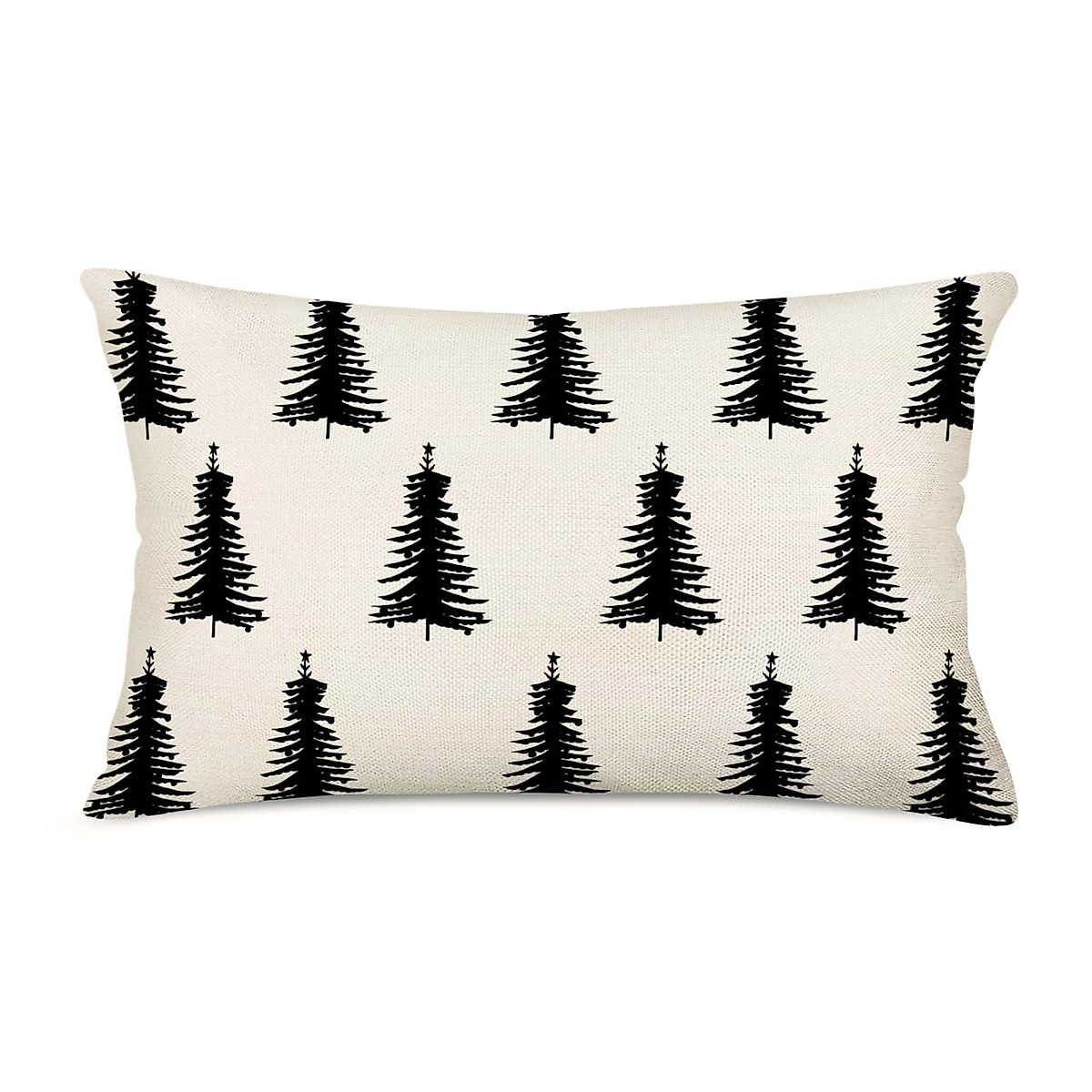 MEHOTOP 12 x 20 Christmas Pillow Covers Xmas Throw Pillow Case Standard Size Simple Christmas Tree Print Black White Decorative Pillowcase Winter Home Decoration Cushion Cover for Couch Sofa Patio Bed
