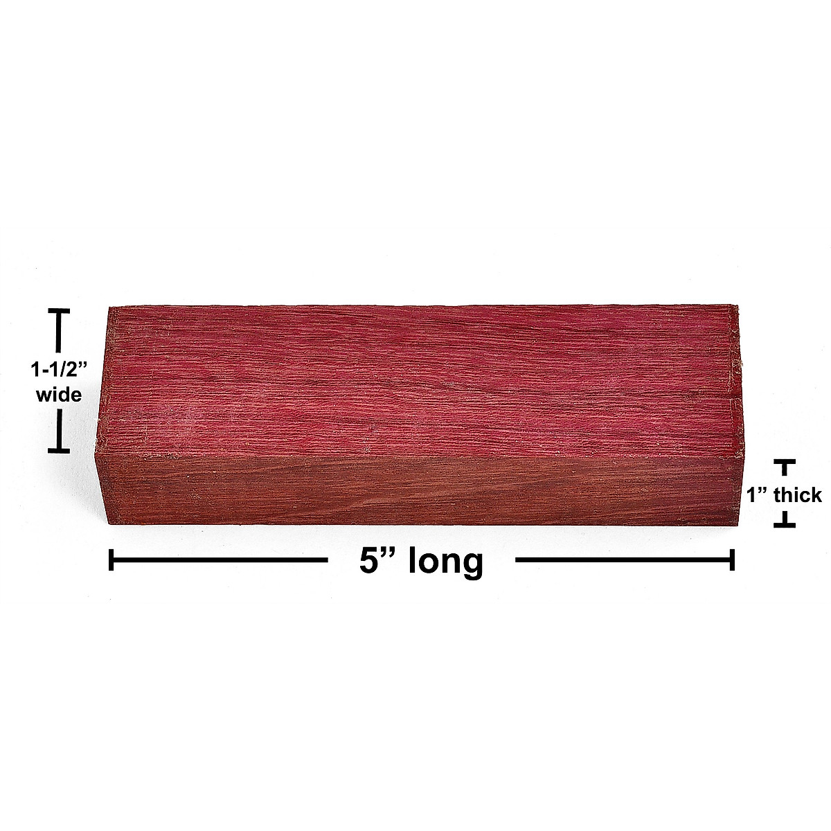 Purpleheart Amaranth Wood Block (Each Piece is Unique) 5" x 1-1/2" x 1"