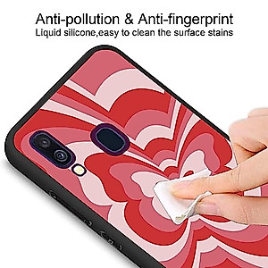 zaztify Phone Case for Samsung Galaxy A40, Red Butterfly Swirl Incline Coffee Latte Valentine Color Block Shockproof Protective Anti-Slip Thin Soft Cover Shell