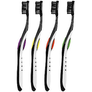 RM Oral Charcoal Whitening Soft Brushes 4ct with 80 Count Charcoal Floss Picks