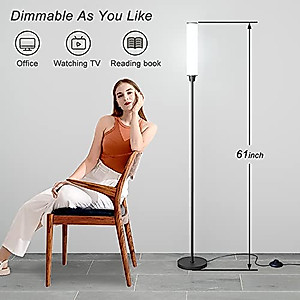 Nukanu Floor Lamp with Remote Control,Bright Floor Lamps for Living Room/Bedroom/Office, Stepless Adjustable 3000K-6000K Colors and 10-100% Brightness,Standing Light with Foot Switch (Black)