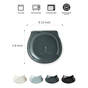 Miamolo Ceramic Spoon Rest for Stove Top, Cat Cooking Spoon Holder for Kitchen Counter, Cute Spoon Rest Utensil Rest for Spatula Spoons Ladles, Dark Gray