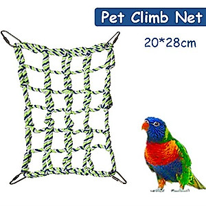 YIYU Masked Pet Toy Cotton Rope Net Ferret Macaw Parrot Swing Rope Hamster Climb Net Hanging Net Bird Toy Pet Supplies Climbing Ladder