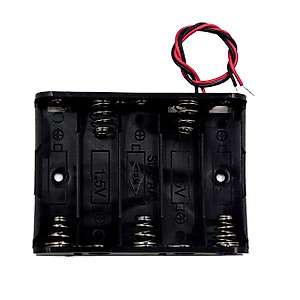 LampVPath (Pack of 2 5 AA Battery Holder, 5 AA Battery Holder with Leads, 5 AA Battery Holder with Wires