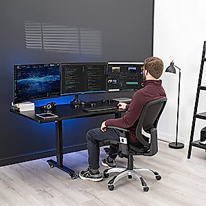 VIVO Triple LED LCD Computer Monitor Free Standing Desk Mount with Base, Heavy Duty Fully Adjustable Stand for 3 Screens up to 32 inches, STAND-V103F