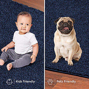 Furnish my Place Modern Plush Solid Navy Color Rug, Indoor/Outdoor Mat, Area Rugs Great for Kids, Pets, Event, Living Room, Made in USA, 18" x 36" Half Round - Set of 3