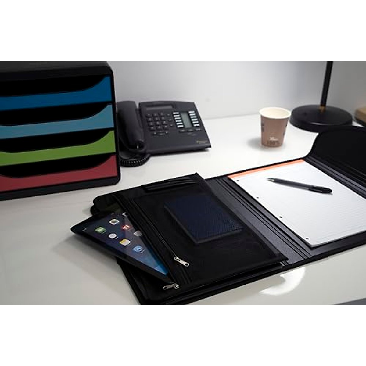 Exacompta - Ref 55834E - Exactive - Conference Folder - 25.5 x 33cm in Size, Suitable for A4 Documents, 13 Customisable Tabs, Writing Pad Supplied - Black